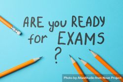 “Are You Ready For Exams” Written On Blue Background With Pencils ...