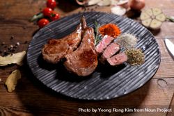 Lamb Shoulder Rack Steak on a plate - Free Photo (5aXBDA) - Noun Project