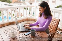 Woman Sitting On Deck Working On Computer - Free Photo (0J8Nd4) - Noun ...