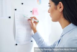 Woman Writing On Chart On Paper Pinned To Board - Free Photo (0J8Br4 ...