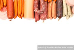 Large variety of cured meats in plain room, copy space - Premium Photo ...