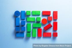 Blue, green and red wooden blocks - Free Photo (41y7O4) - Noun Project
