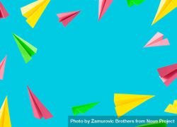 Colorful Background Pattern Made With Paper Airplanes On Sky Blue ...