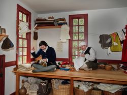 Two Tailors Hand Sewing Garments In Colonial Williamsburg, Virginia ...