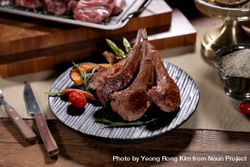 Lamb Shoulder Rack Steak On A Plate - Free Photo (5RV8wB) - Noun Project