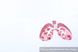 Lung shape cut out of paper with bronchus with flowers underneath with ...