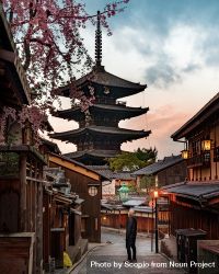 Person Standing In An Alley In Nineizaka Ancient Roads In Higashiyama ...