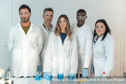 Diverse Group Of Scientists Standing In A Laboratory, Teamwork In ...